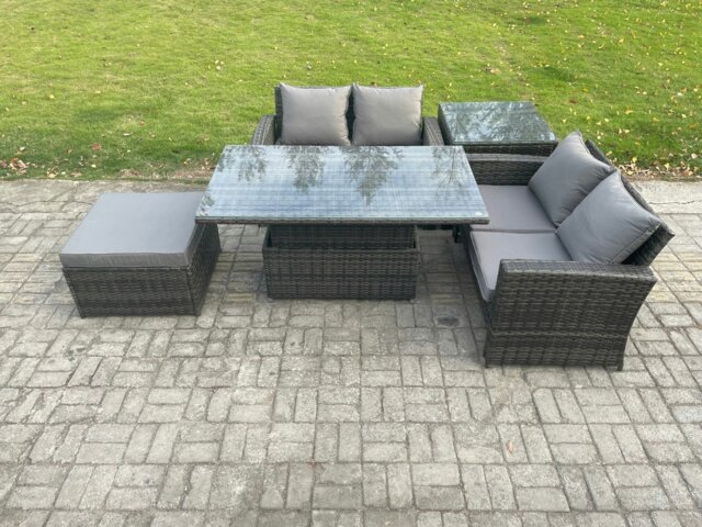 Rackhams 5 Pieces Garden Furniture Sets Poly Rattan Outdoor Patio ...