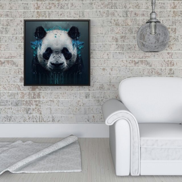 "Rackhams Panda Face Splash Art Dark Background Framed Canvas - - 40 ...