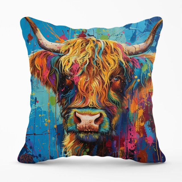 Rackhams Splashart Highland Cow Cushions - - 60cm x 60cm by Rackhams ...