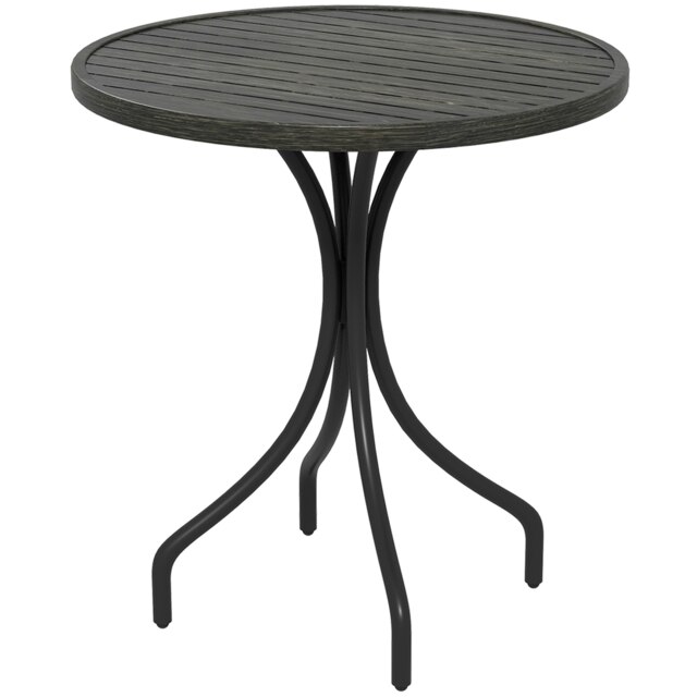 Rackhams Round Garden Table Outdoor Side Table with Steel Frame Black ...