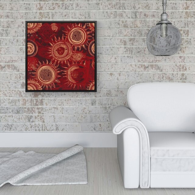 "Rackhams Abstract Red Moon and Sun Framed Canvas - - 16"" x 16 ...