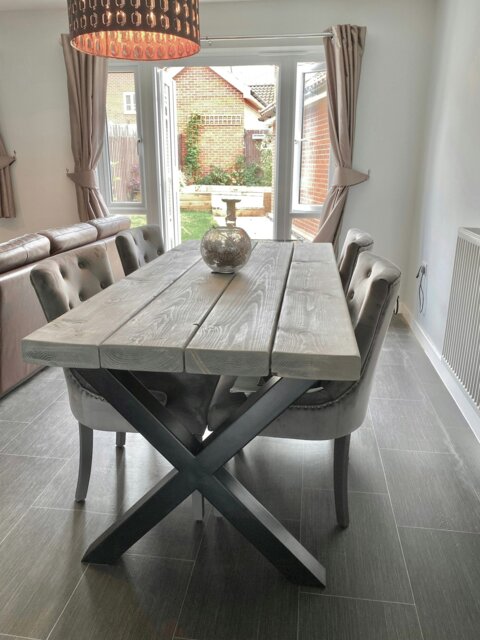 "Rackhams Chunky Dining Table (3"") - 2 Benches - 120cm - Narrow (80cm ...