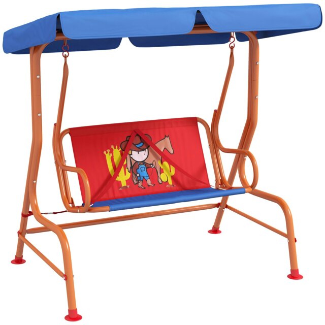 Rackhams 2 Seater Kids Swing Chair, Cowboy Themed with Adjustable ...