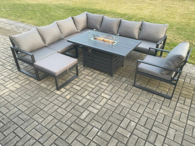 Rackhams Aluminium 9 Seater Garden Furniture Outdoor Set Patio Lounge ...