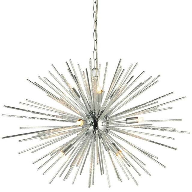 Rackhams Multi Light Ceiling Pendant 9 Bulb Chrome Feature Chandelier ...