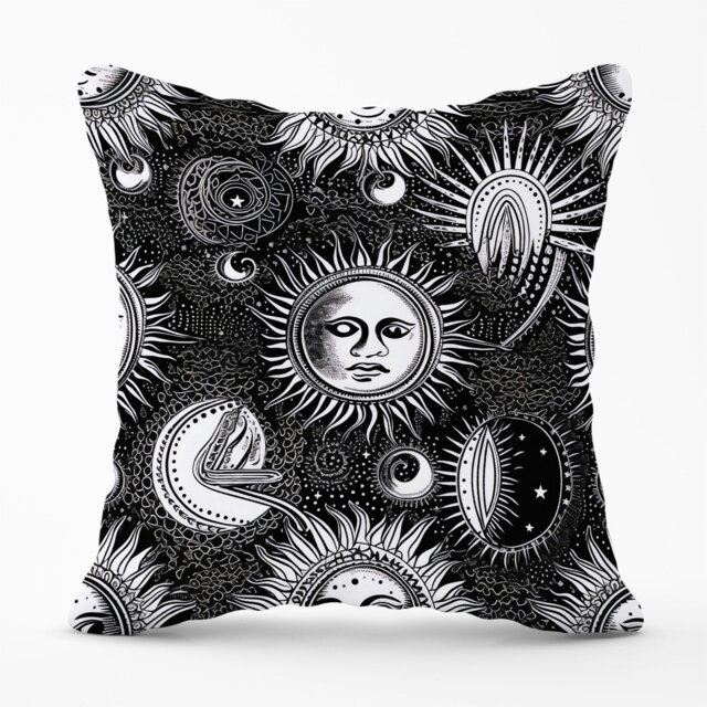 Rackhams Moon and Sun Black White Cushions - - 45cm x 45cm by Rackhams ...