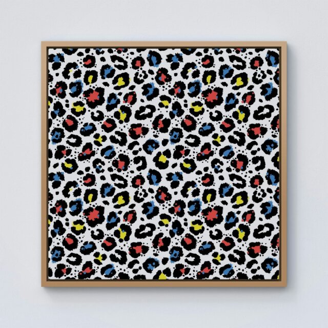 "Rackhams Coloured Leopard Print Framed Canvas - - 30"" x 30"" - Pine ...