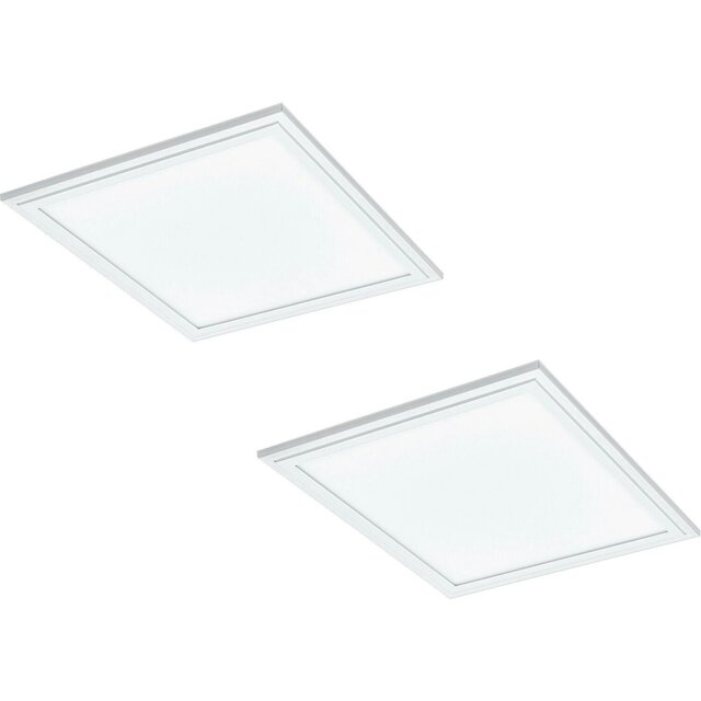 Rackhams 2 PACK Flush Ceiling Panel Light White Sqaure Tile 16W Built ...