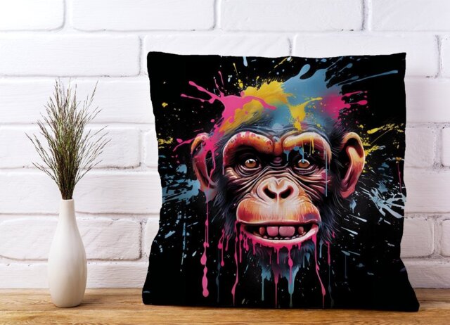 Rackhams Multi Coloured Monkey Face Splashart Cushions - - 60cm x 60cm ...