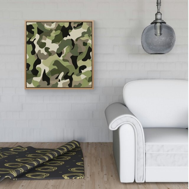 "Rackhams Camouflage Design Framed Canvas - - Pine - 40"" x 40""" by ...