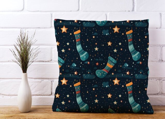 Rackhams Christmas Stocking In A Starry Night Sky Cushions - - 60cm x ...