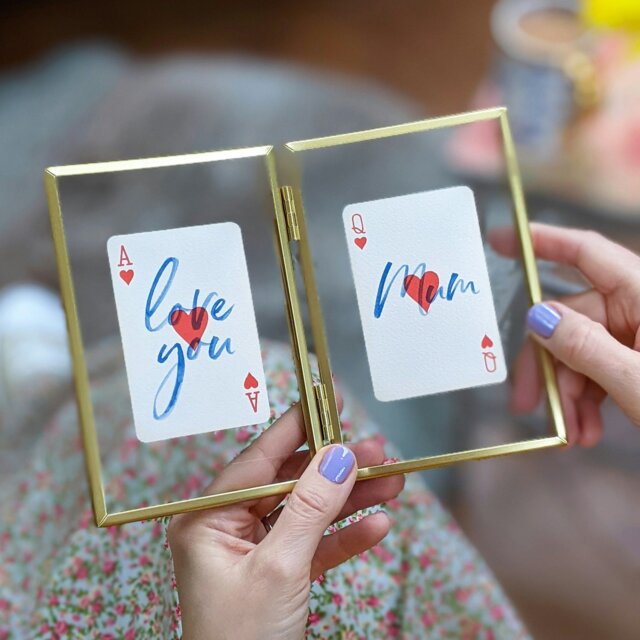 Rackhams Love you Mum playing cards gift set - 'Picture' style gold ...