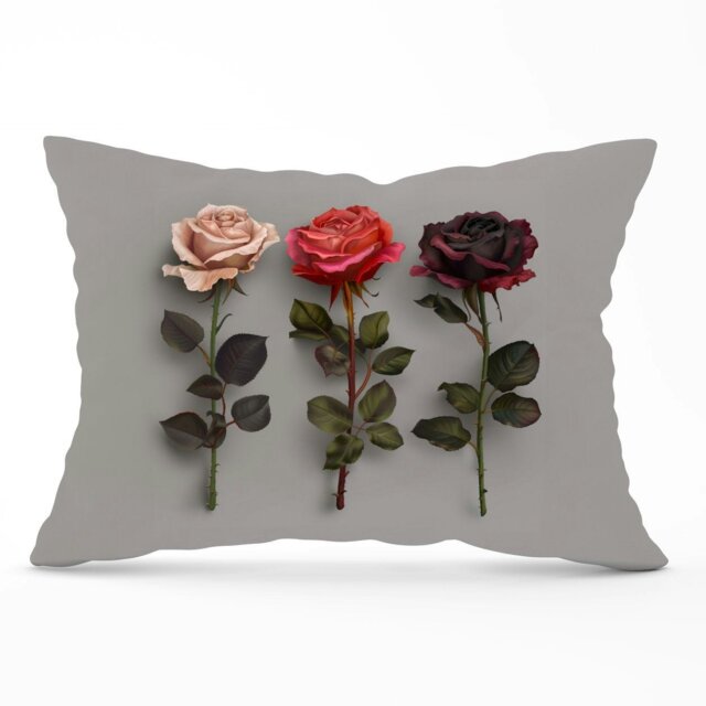 Rackhams 3 Red And Pink Roses Cushions - - 33cm x 48cm by Rackhams ...