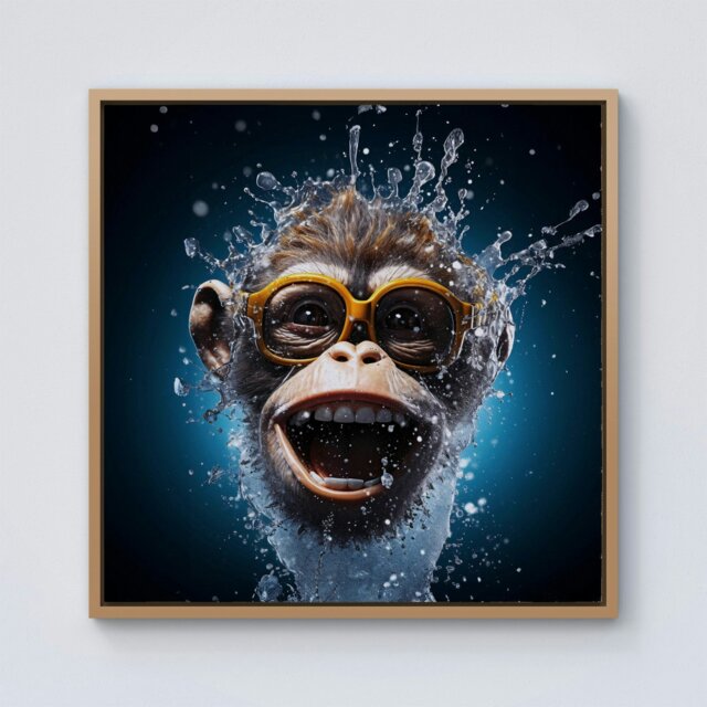 "Rackhams Splash Art Cheeky Chimp Face Framed Canvas - - 10"" x 10"" - Pine" by Rackhams ...