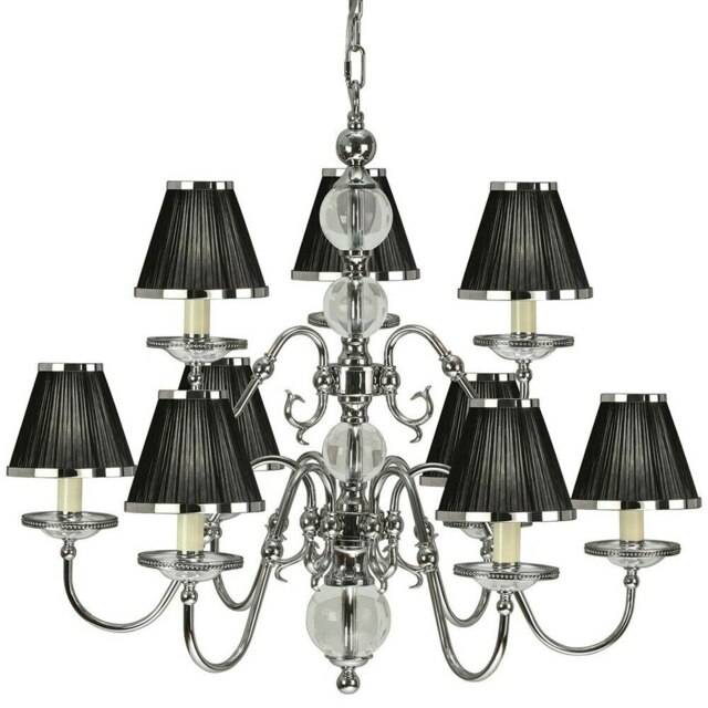 Rackhams Flemish Ceiling Pendant Chandelier Polished Nickel & Black ...
