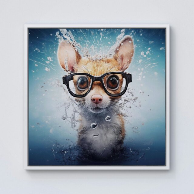 "Rackhams Splash Art Doormouse Framed Canvas - - 10"" x 10"" - White" by Rackhams | ufurnish.com