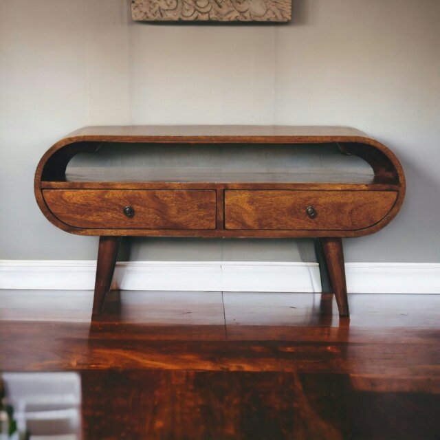 Rackhams Solid Wood Chestnut Circular TV Stand by Rackhams | ufurnish.com