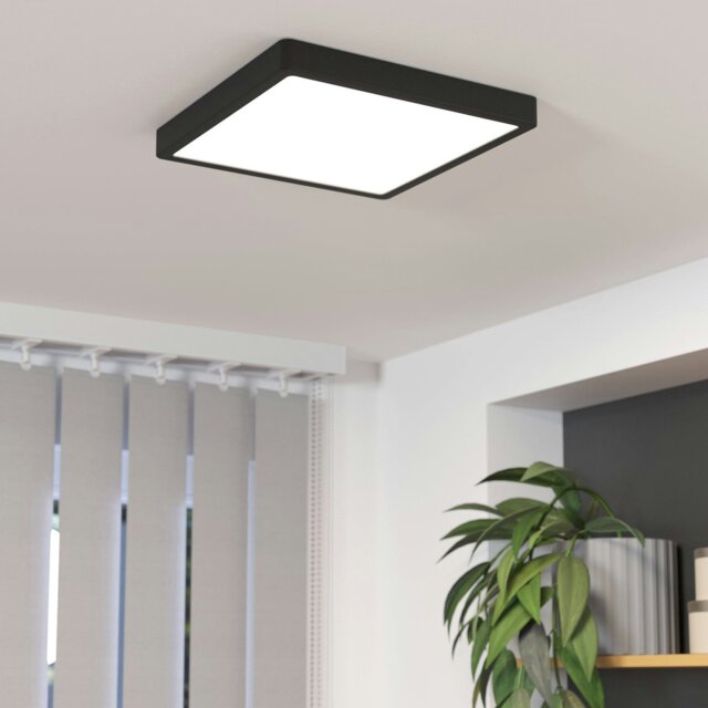 Rackhams Fueva 6 Modern Ultra-Slim LED Black Square Ceiling Light WBS ...