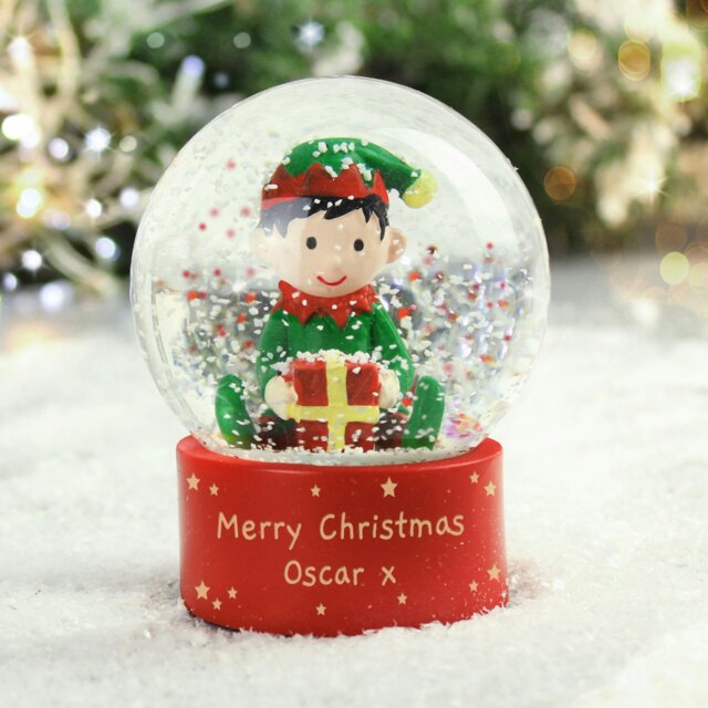 Rackhams Personalised Message Elf Glitter Snow Globe by Rackhams ...