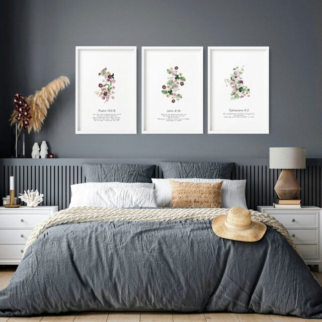 Rackhams Christian religious posters for bedroom - set of 3 wall art ...