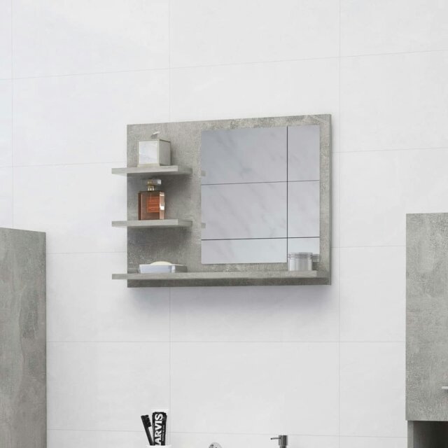Rackhams Bathroom Mirror Concrete Grey 60x10.5x45 cm Engineered Wood ...