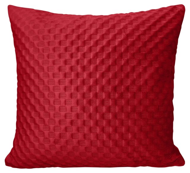 Rackhams 3D Embossed Checkered Plain Cushion - 43cm x 43cm - Red by ...