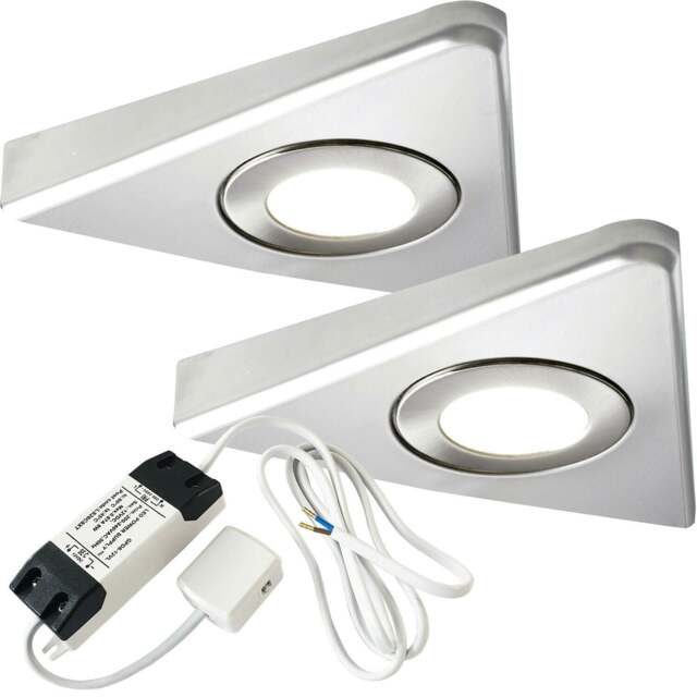 Rackhams Loops 2x BRUSHED NICKEL Triangle Surface Under Cabinet Kitchen ...