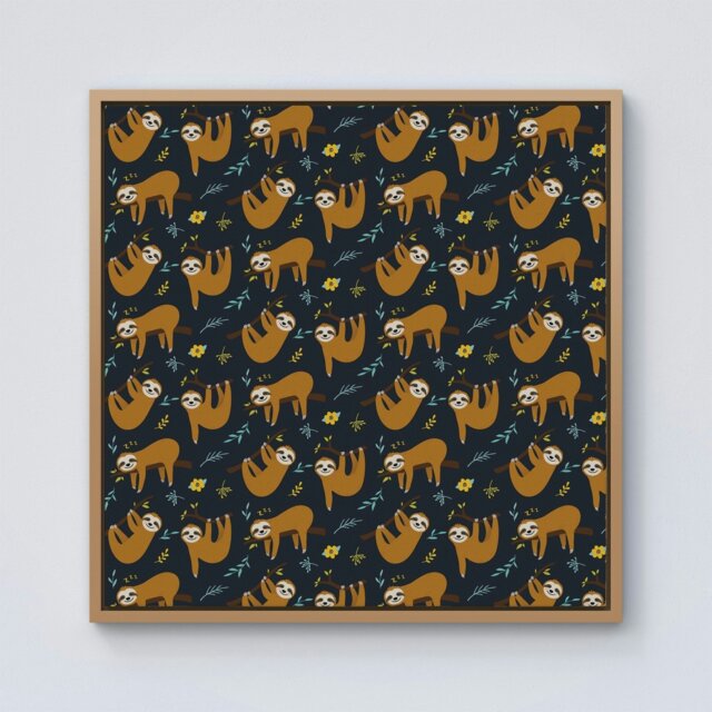 "Rackhams Cute Sloths Framed Canvas - - 30"" x 30"" - Pine" by Rackhams ...