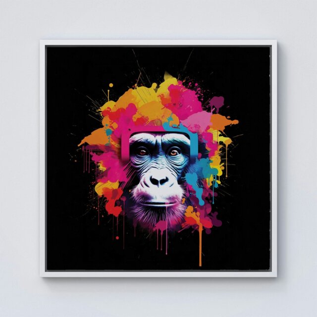 "Rackhams Multi Coloured Monkey Face Framed Canvas - - 10"" x 10 ...