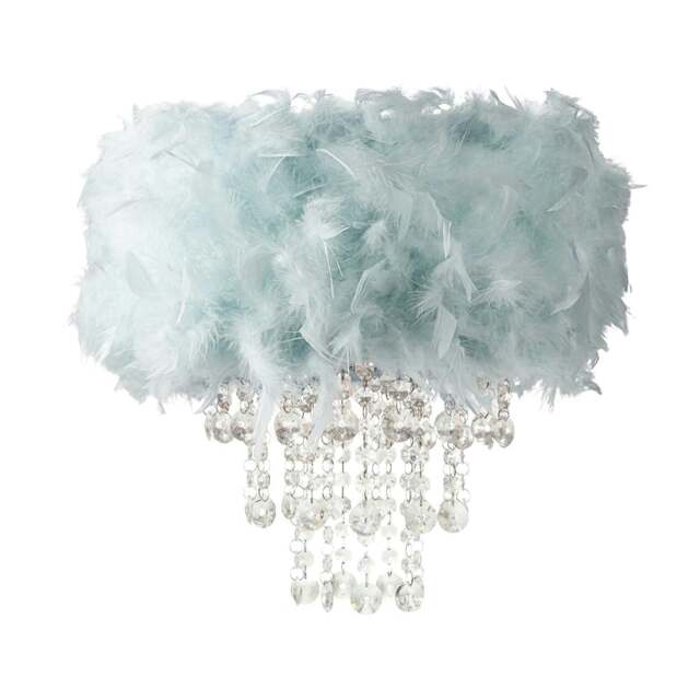 Rackhams Contemporary Duck Egg Feather Pendant Light Shade with Clear ...