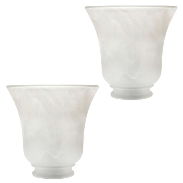 Rackhams Traditional and Classic Pair of White Alabaster Glass Shades ...