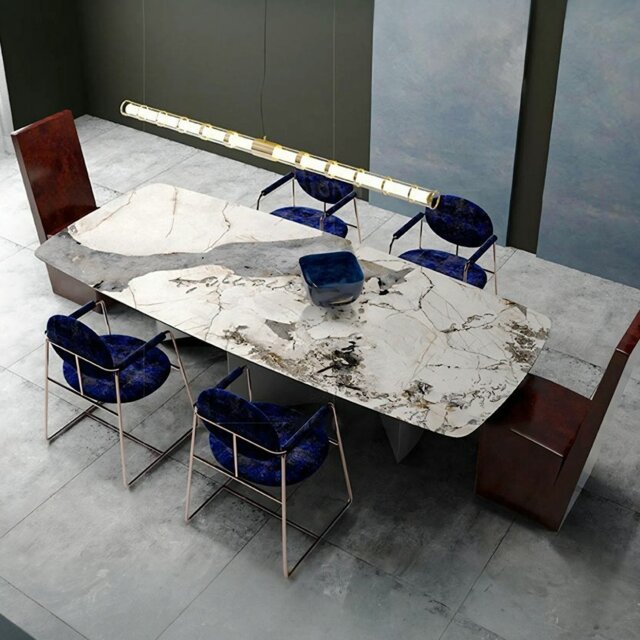 Rackhams Nala Dining Table With Black Legs, Sintered Stone - 140 x 80cm ...