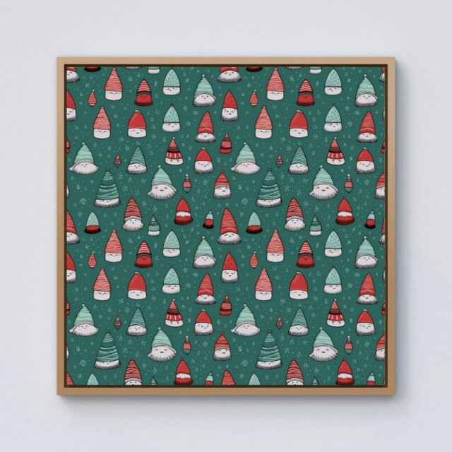 "Rackhams Hand Drawn Joyful Santa Hats Framed Canvas - - Pine - 30"" x ...