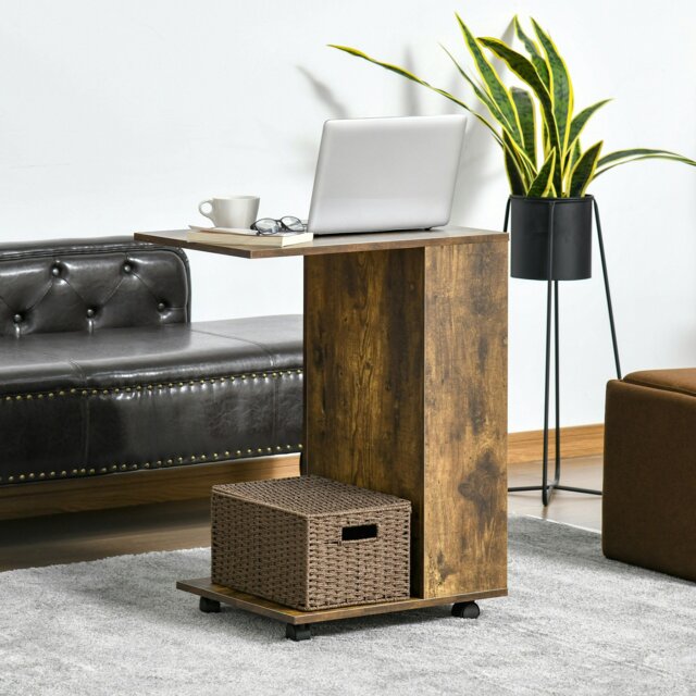 Rackhams Mobile Sofa Side Table for Laptop Coffee w/ Storage and ...
