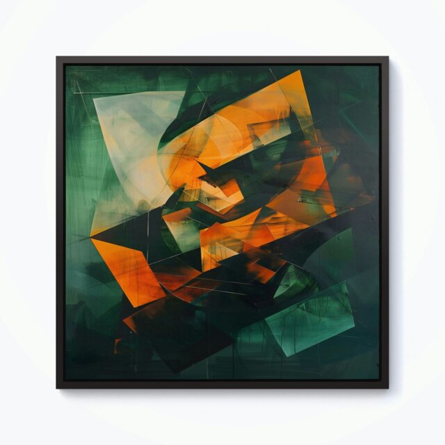 "Rackhams Sharp Triangles Framed Canvas - - Black - 30"" x 30""" by ...