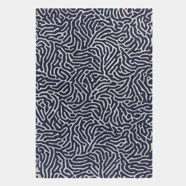 Rackhams Hand-Woven Viscose & Wool Andros Rug - Medium - Blue by Rackhams | ufurnish.com