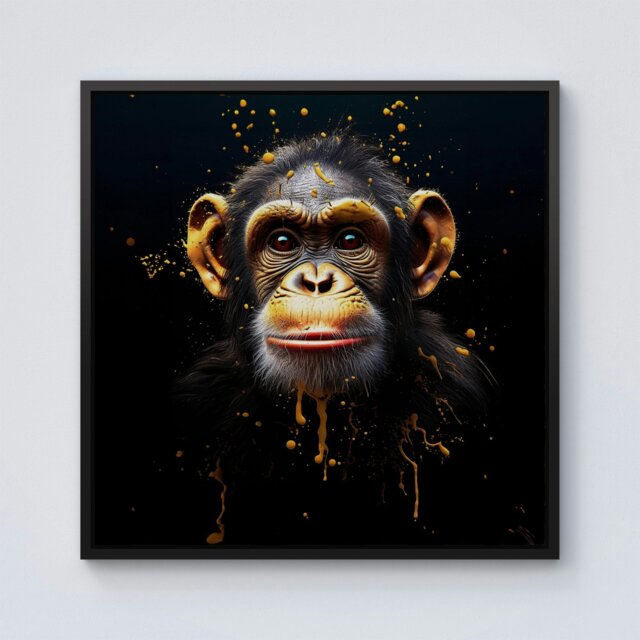 "Rackhams Splash Art Cheeky Chimp Face Framed Canvas - - 30"" x 30 ...