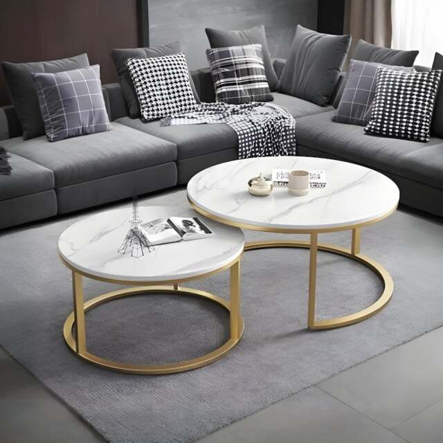 Rackhams Leslie Nesting Coffee Table - White Table Top / 80cm+60cm ...