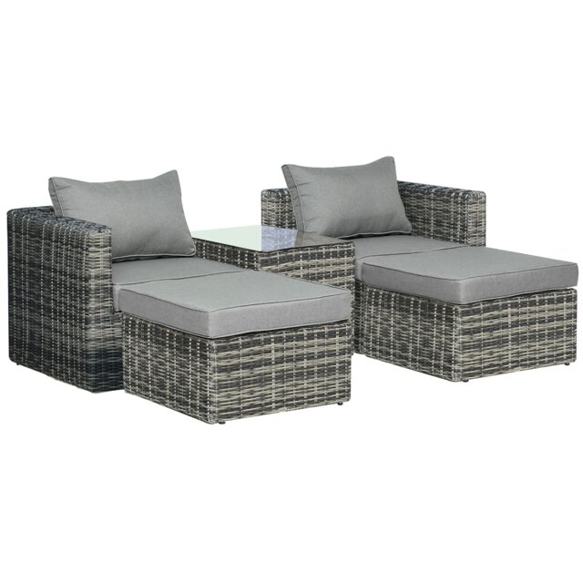 Rackhams 5 Pcs Rattan Garden Furniture Set Sofa Stool Coffee Table ...
