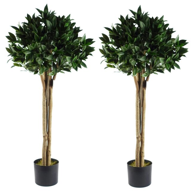 Rackhams Pair of 120cm Deluxe Luxury Artificial Bay Leaf Laurel Tree ...