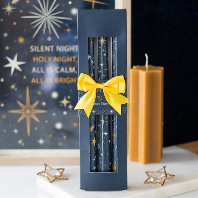 Rackhams Set of 3 Starry Night Taper Candles - Paraffin Wax - 1 by ...