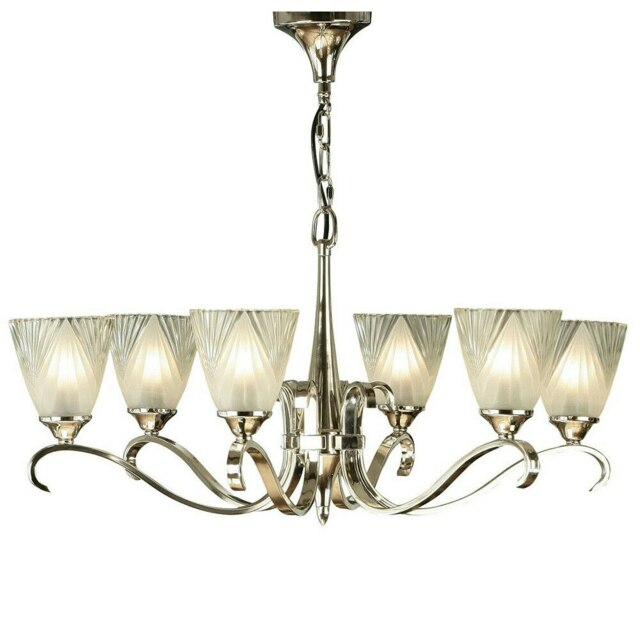 Rackhams Luxury Hanging Ceiling Pendant Light Bright Nickel Deco Glass 6 Lamp Chandelier by ...