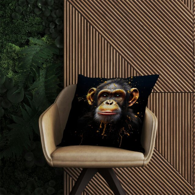 Rackhams Splashart Cheeky Chimp Face Outdoor Cushion - - 60cm x 60cm by ...