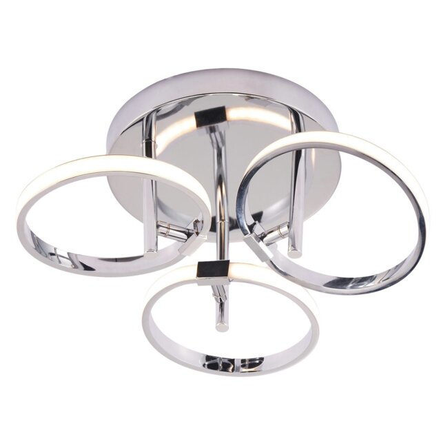Rackhams Modern Adjustable Polished Chrome Plated Halo Rings LED ...