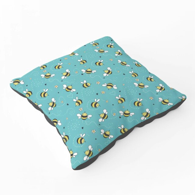 Rackhams Hand Drawn Busy Bees Floor Cushion - by Rackhams | ufurnish.com