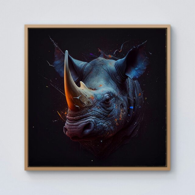 "Rackhams Rhino Face Splash Art Framed Canvas - - 30"" x 30"" - Pine ...