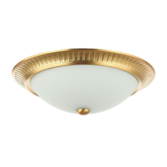 Rackhams Traditional Brushed Gold Flush Ceiling Light Fitting with Opal ...