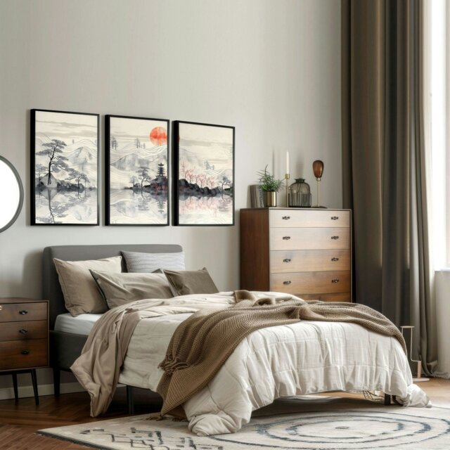 Rackhams Art Walls Bedroom - Set of 3 wall art prints - 16 x 22 inches ...