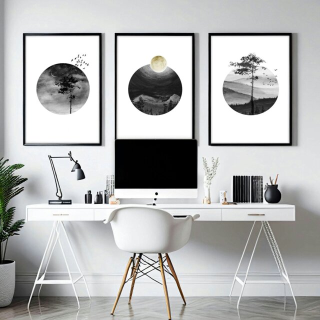 Rackhams Office wall graphics - set of 3 Scandinavian wall art prints ...
