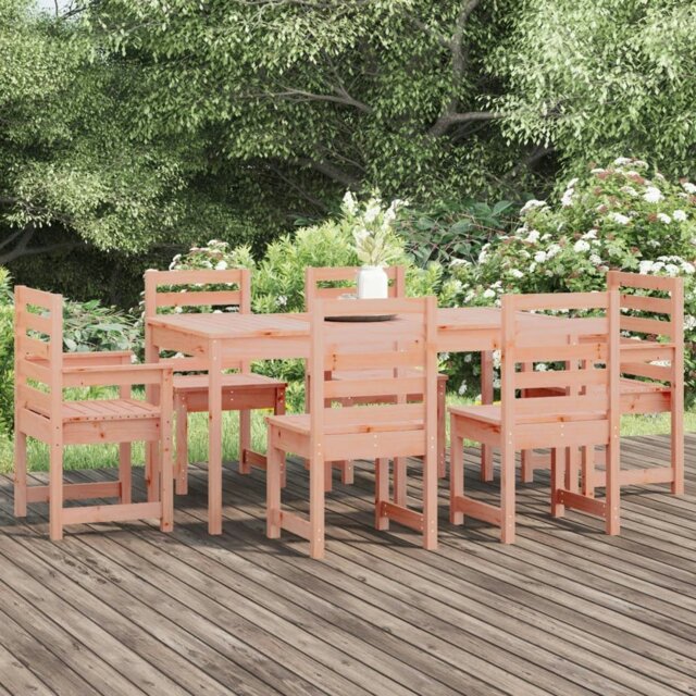 Rackhams 7 Piece Garden Dining Set Solid Wood Douglas - Brown - Solid ...